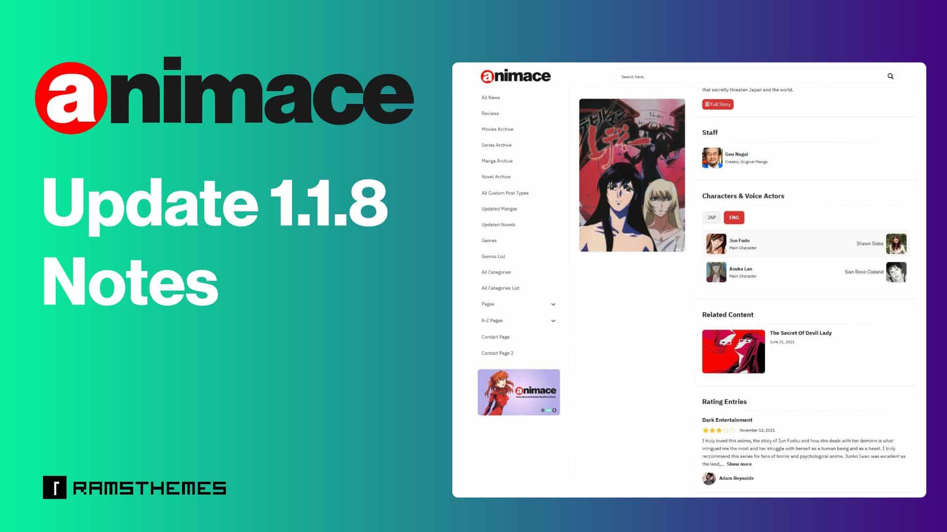 ANIMACE 1.1.8 Update Release Notes - RAMSTHEMES